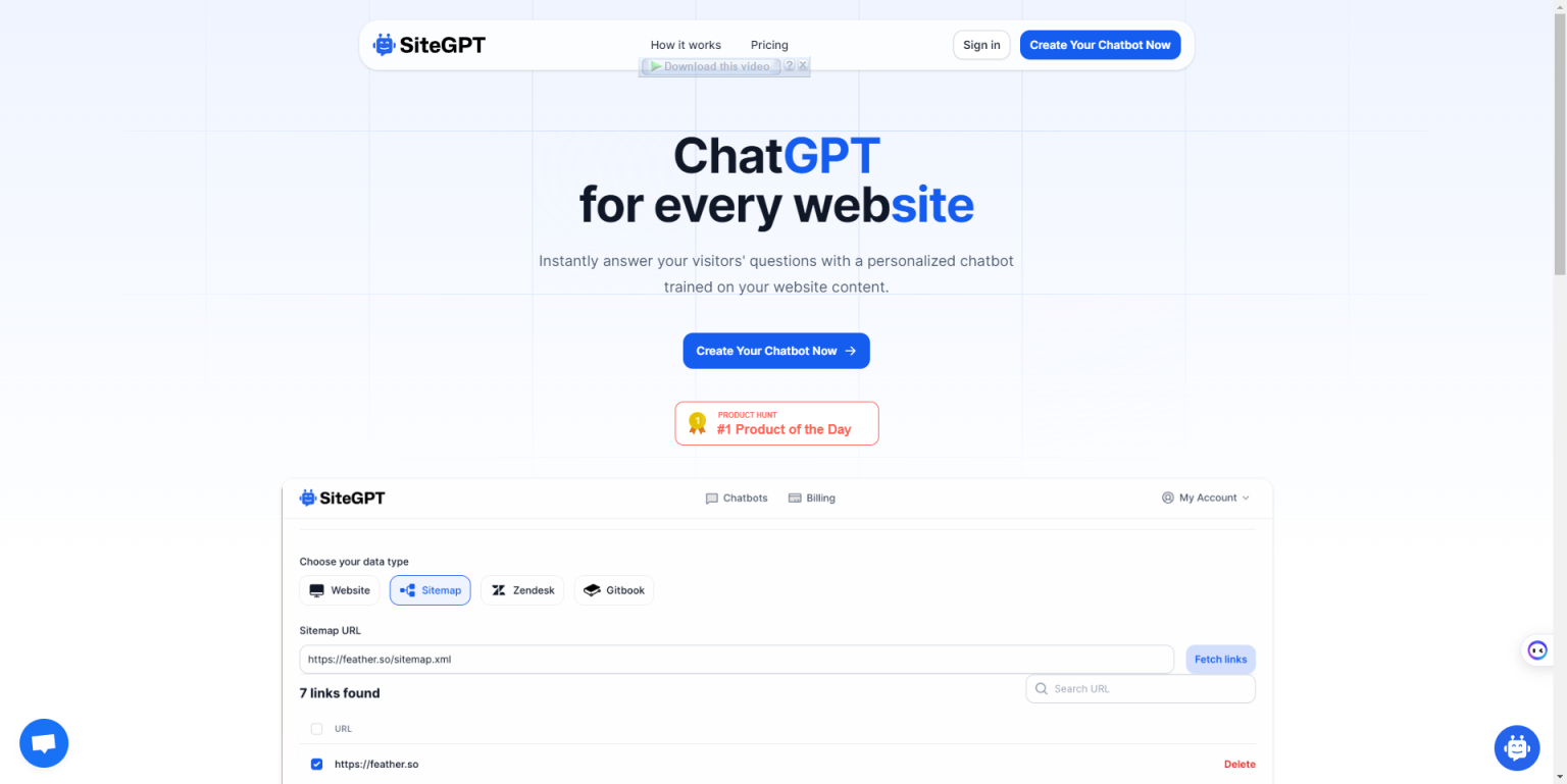 SiteGPT - သင့်ဝဘ်ဆိုဒ်အတွက် ChatGPT ChatBot - HashDork